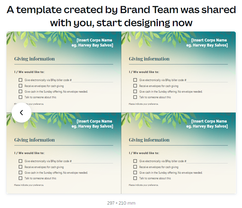Giving Commitment Card - Canva link | mySalvos