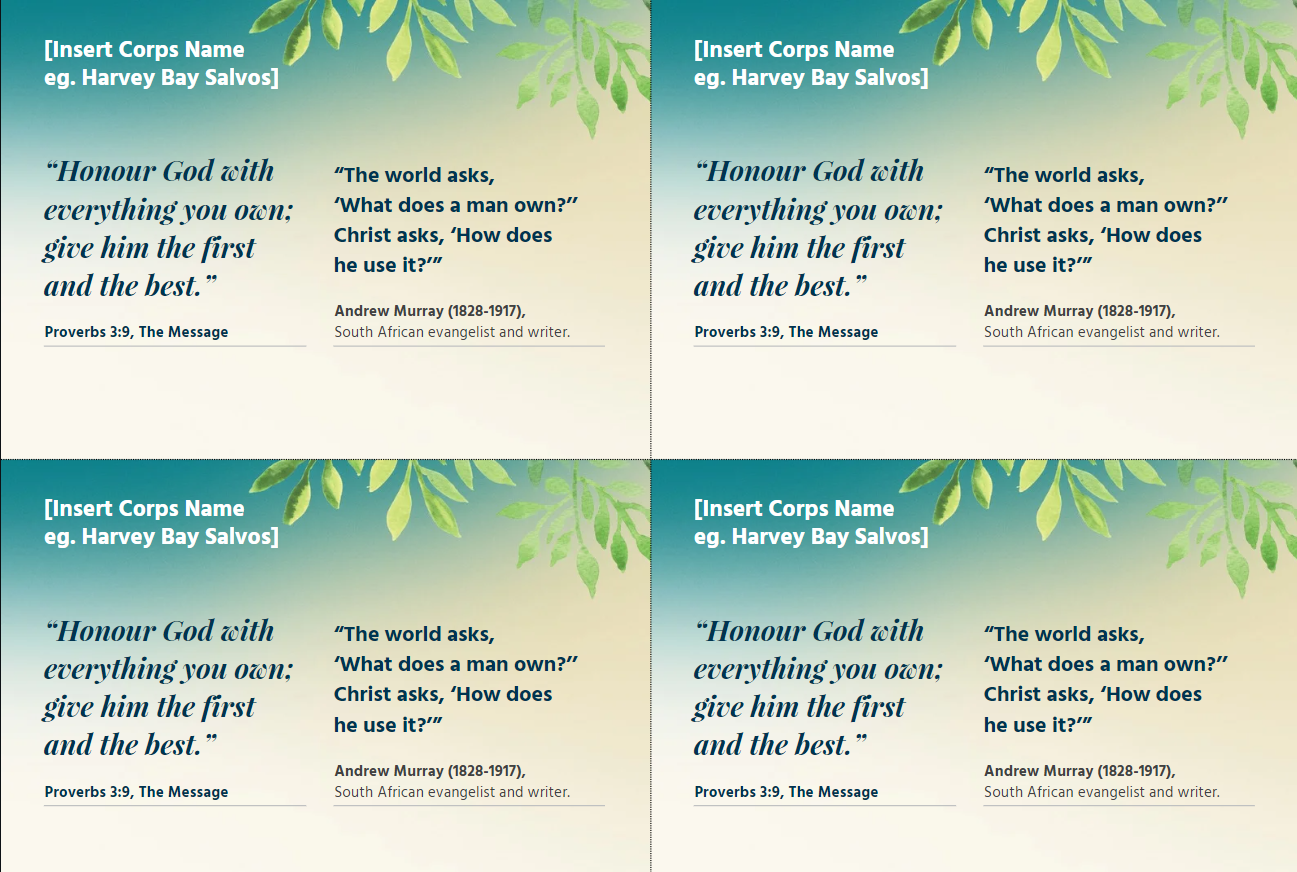 Offering Card A6 - Option 1 (scripture + quote) - Canva link | mySalvos