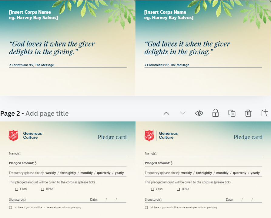 Pledge Card double-sided - Canva link | mySalvos
